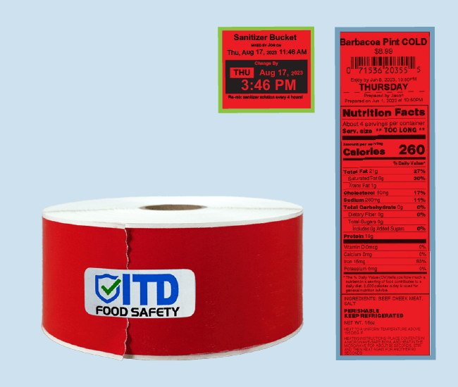 Continuous Labels with Removable Adhesive-Red LB-1004 – ITD Food Safety